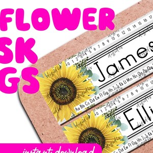 Editable Sunflower Desk Tags for Teachers DIGITAL DOWNLOAD | Etsy