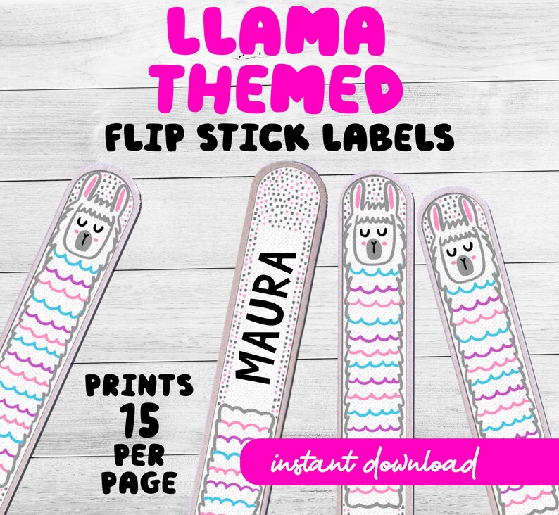 Printable Llama Flip Sticks Labels Classroom Management Name | Etsy