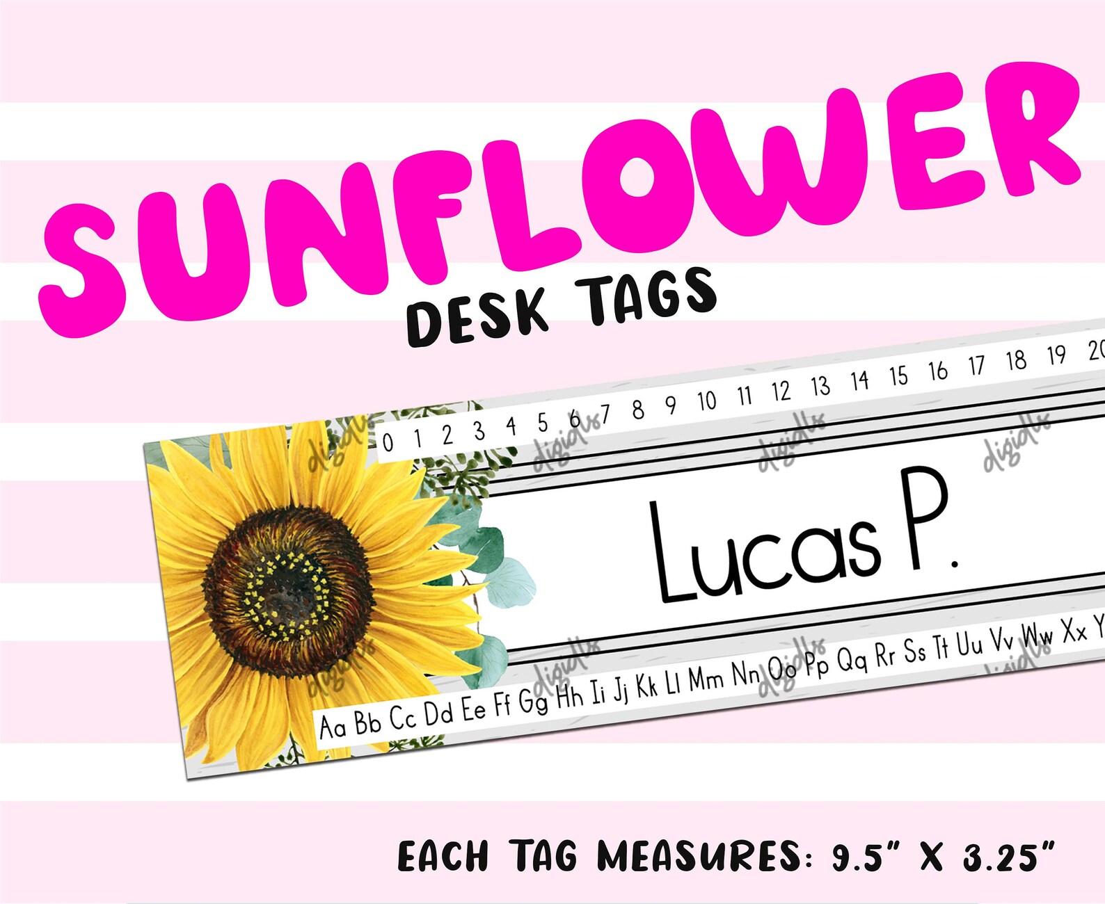 Editable Sunflower Desk Tags for Teachers DIGITAL DOWNLOAD - Etsy