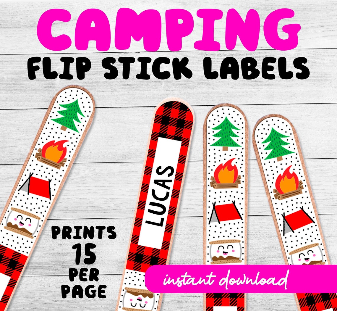 Printable Camping Themed Flip Sticks Labels Classroom - Etsy