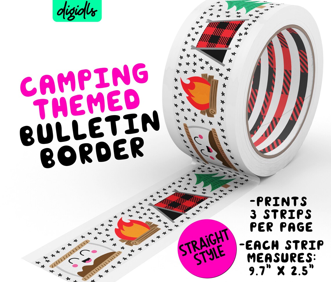 Camping Themed Classroom Bulletin Border, Buffalo Plaid Classroom Decor ...