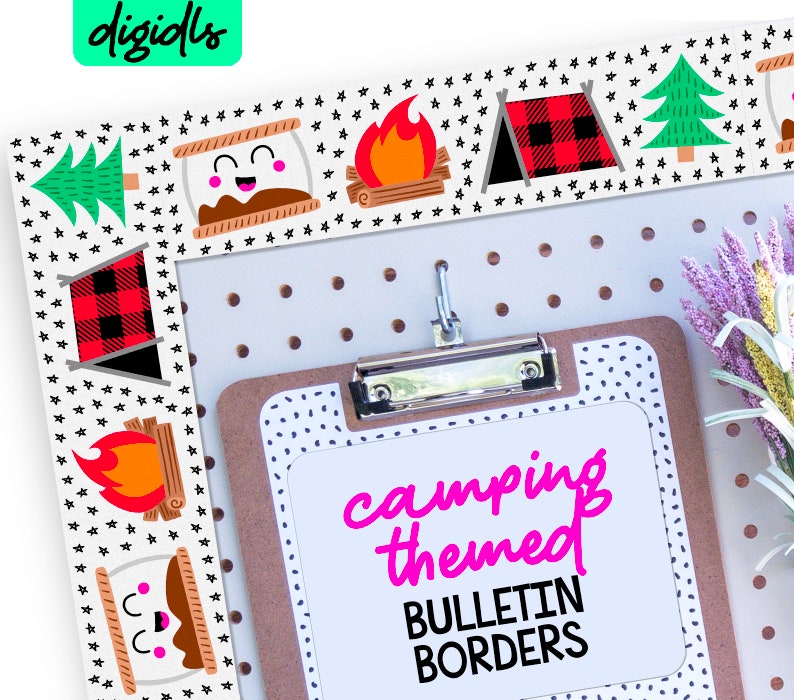 Camping Themed Classroom Bulletin Border, Buffalo Plaid Classroom Decor ...