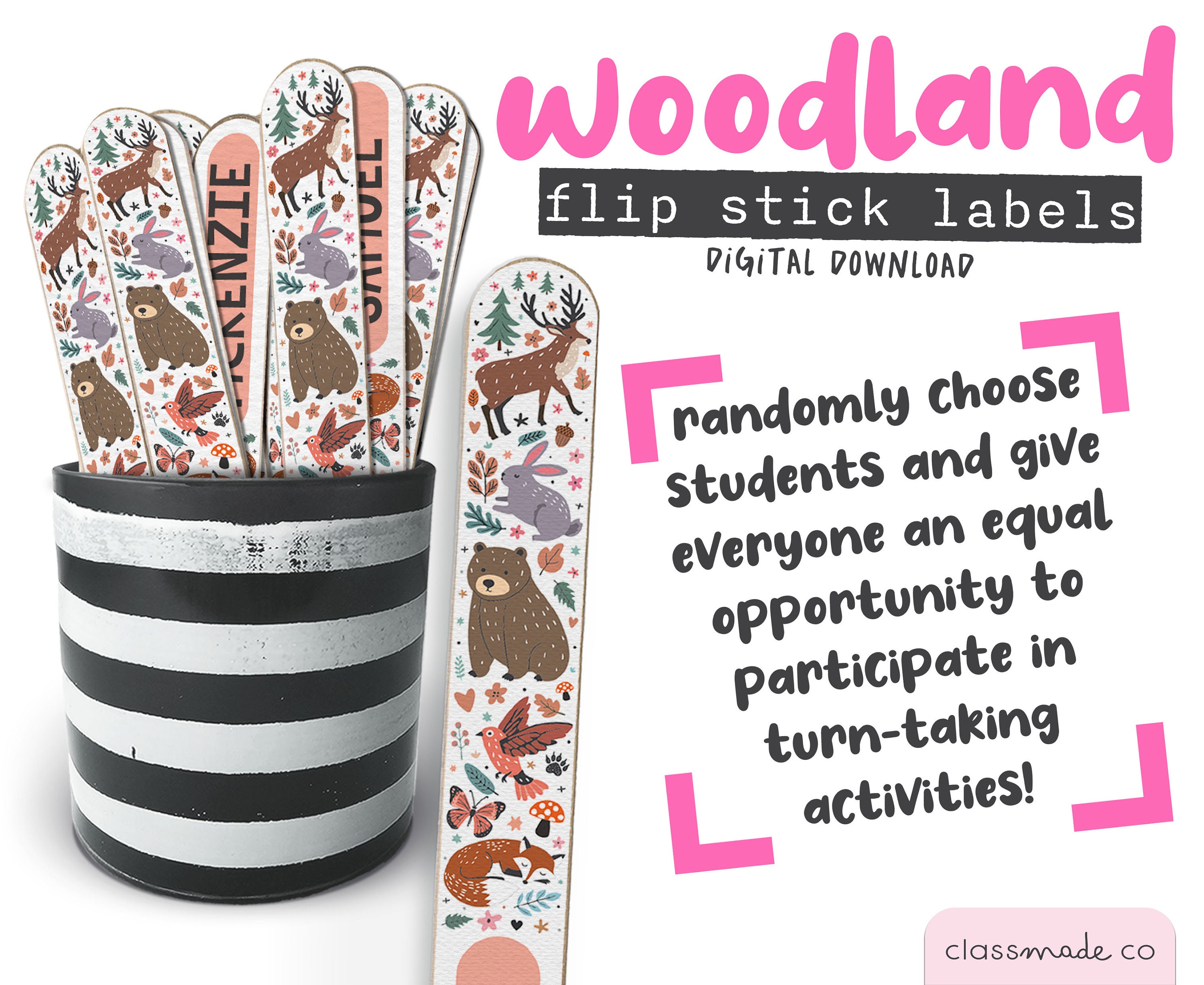 Woodland Themed Flip Stick Labels // Name Sticks // Equity Sticks ...