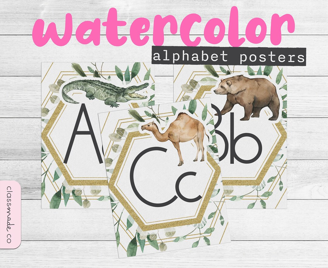 Printable Watercolor Alphabet Posters // Classroom ABC Posters ...