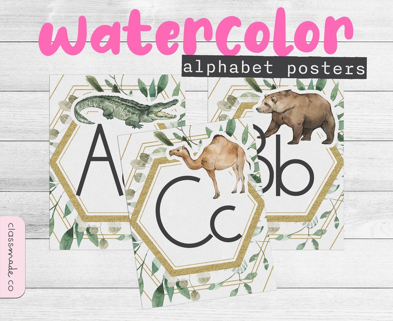 Printable Watercolor Alphabet Posters // Classroom ABC Posters ...
