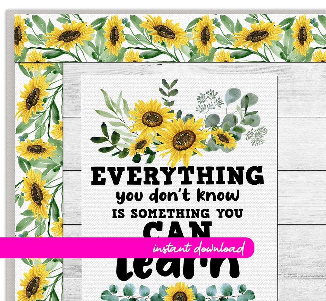 Printable Sunflower Themed Bulletin Borders in 3 Matching Styles ...