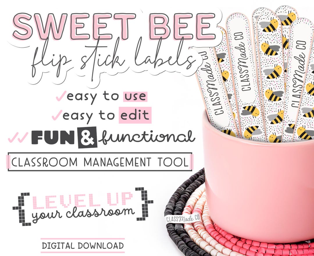 Sweet Little Bee // Bee Themed Flip Sticks Labels, Classroom Management ...