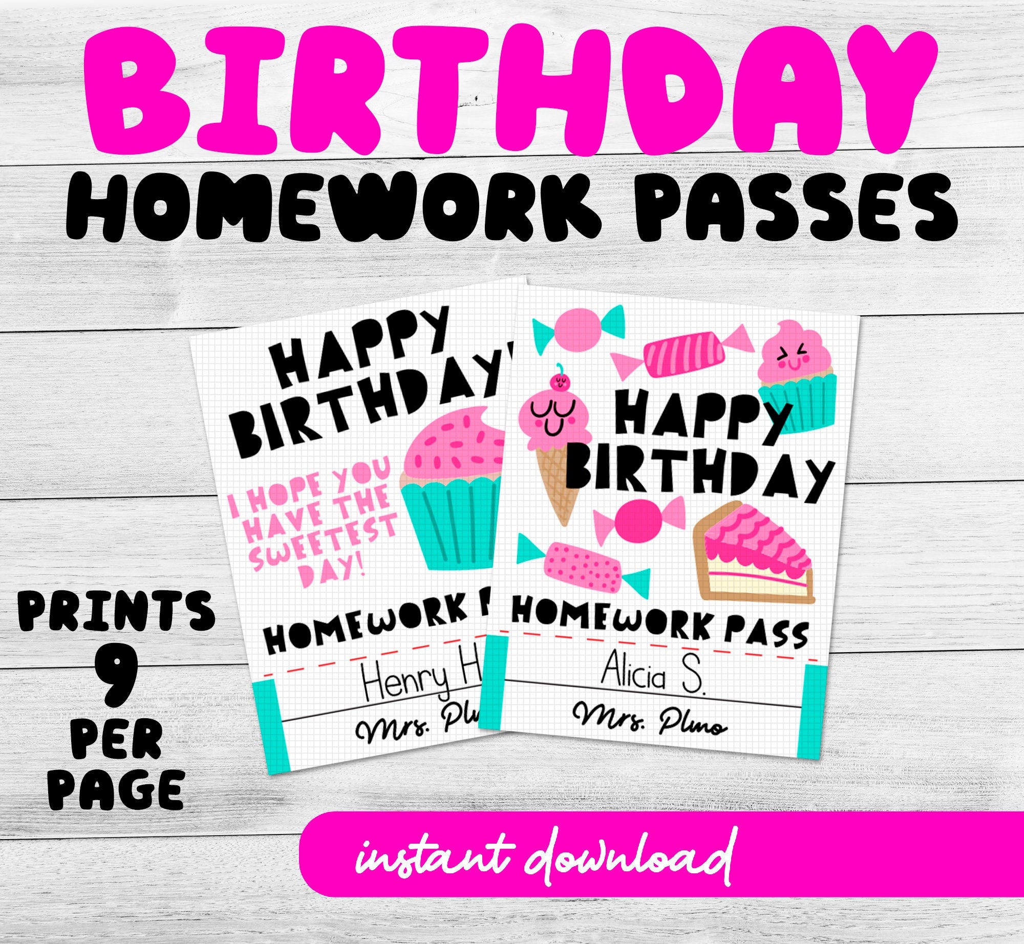 No Homework Pass Template Word