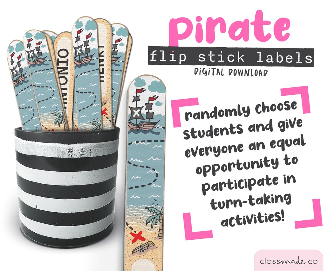 Pirate Themed Flip Stick Labels // Classroom Management // Name Sticks ...