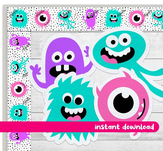 Cute Monster Paper Borders