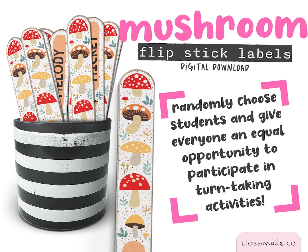 Mushroom Themed Flip Stick Labels // Name Sticks // Equity Sticks ...