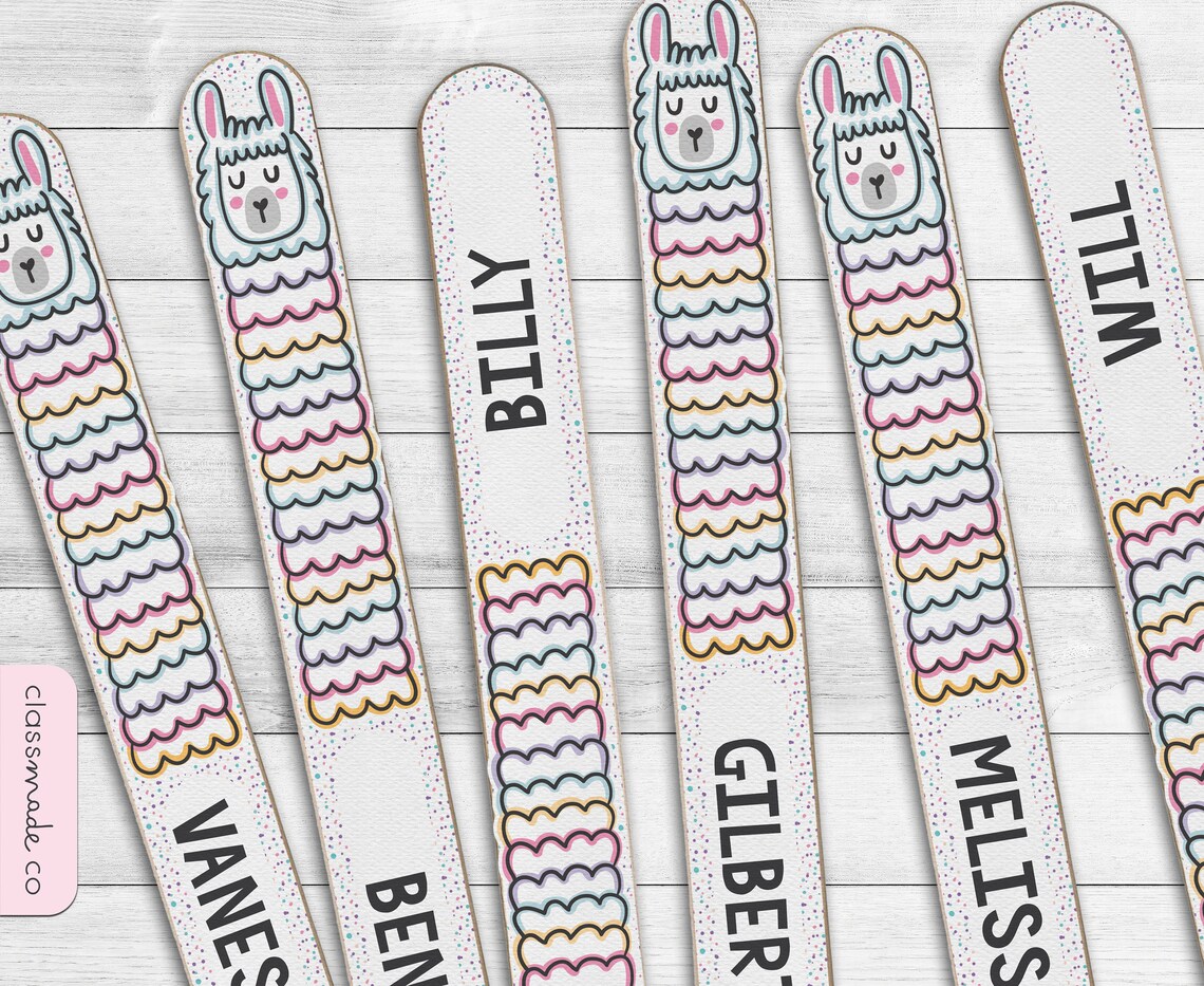 Printable Llama Flip Sticks Labels, Equity Sticks// Name Sticks // Fair ...