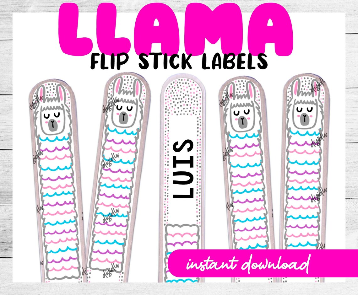 Printable Llama Flip Sticks Labels Classroom Management Name - Etsy