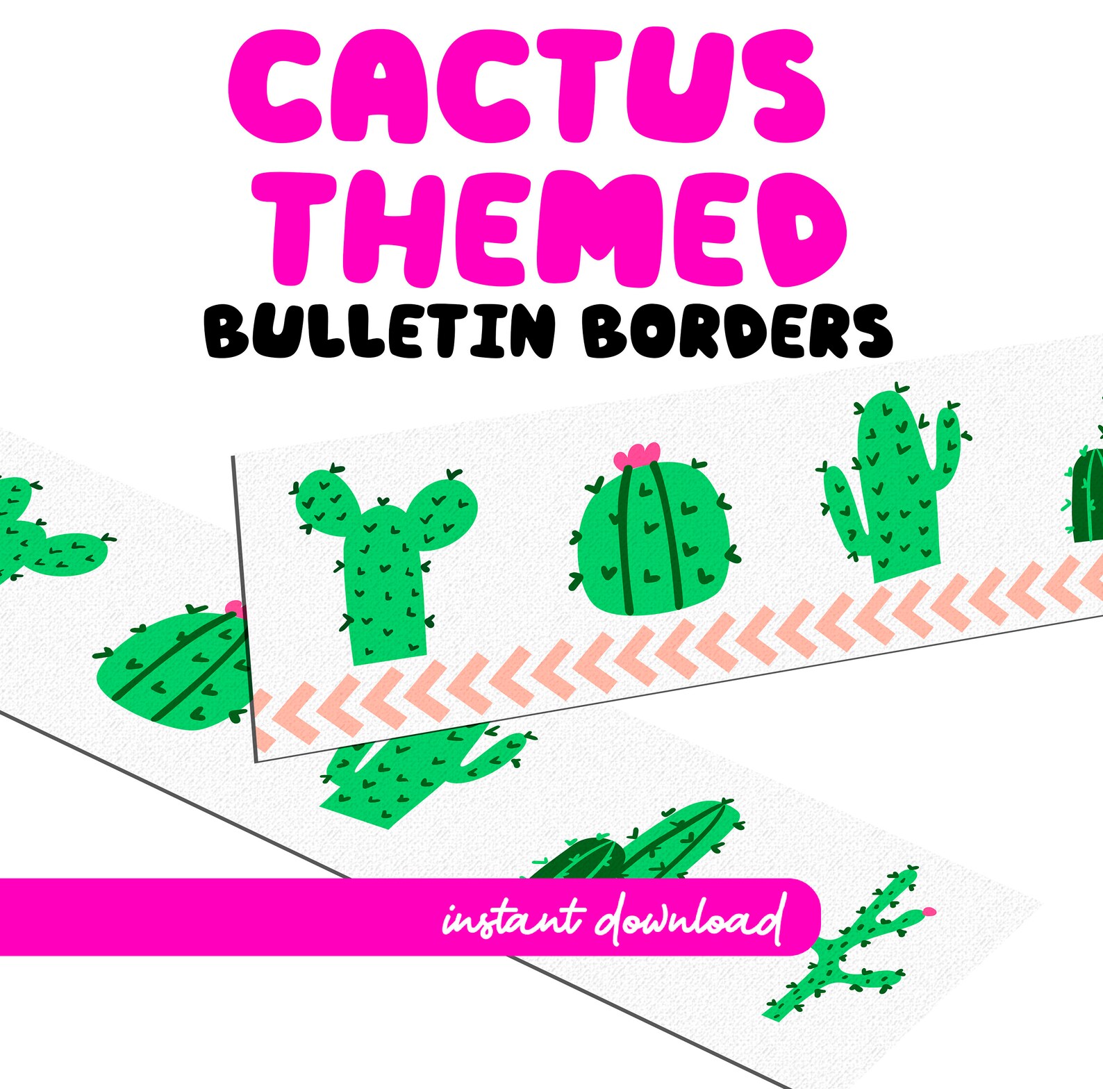 Pretty Cactus Bulletin Board Borders for Classroom DIGITAL - Etsy