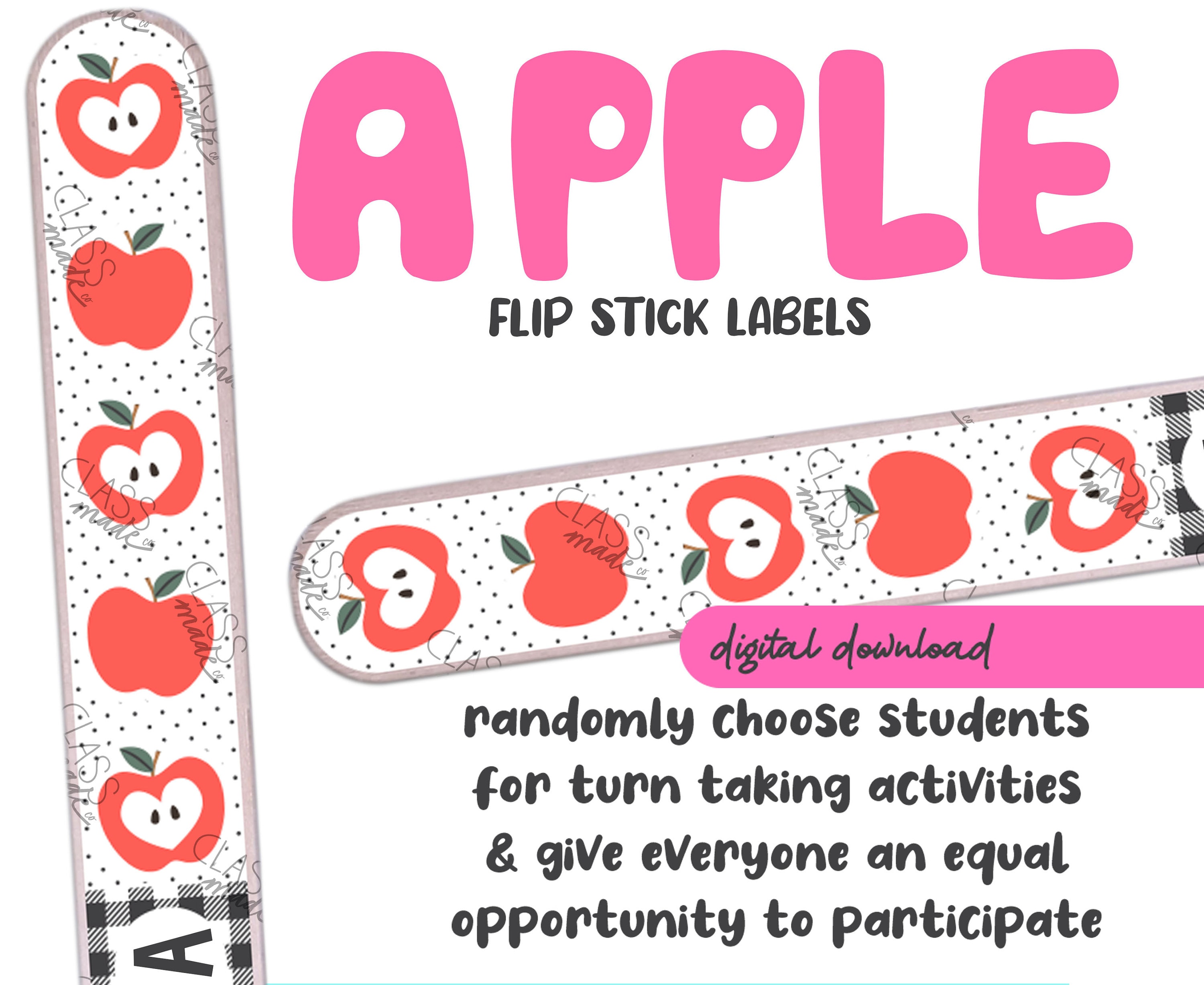 Apple Themed Classroom Flip Sticks // Name Sticks // Equity - Etsy
