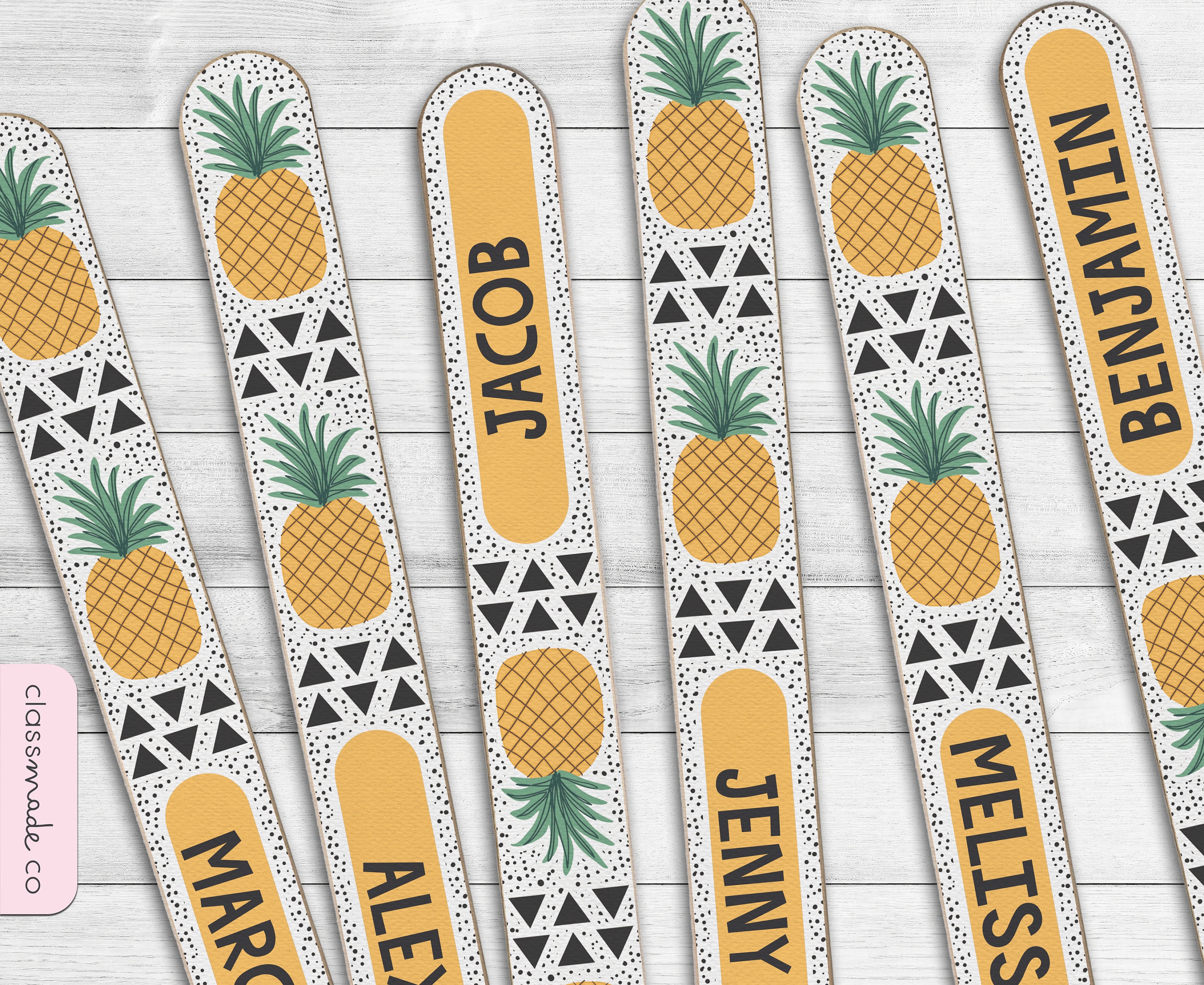 Printable Pineapple Themed Flip Sticks Labels, Classroom Management ...