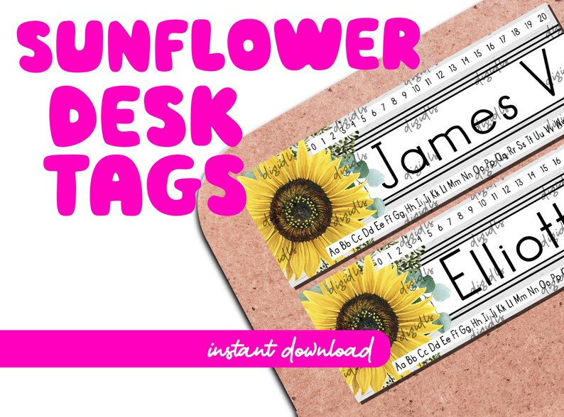 Editable Sunflower Desk Tags for Teachers DIGITAL DOWNLOAD | Etsy