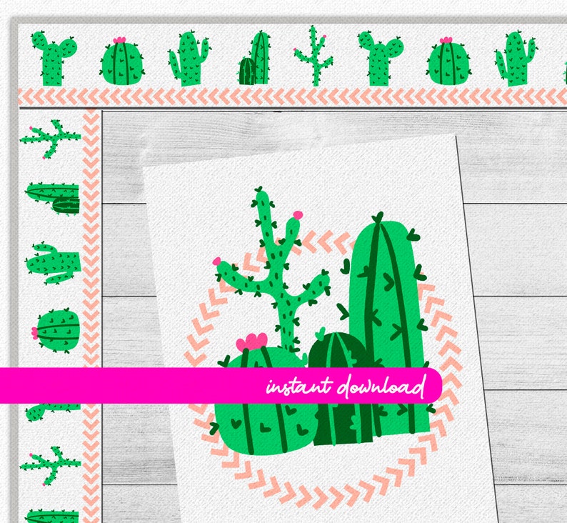 Pretty Cactus Bulletin Board Borders for Classroom DIGITAL - Etsy