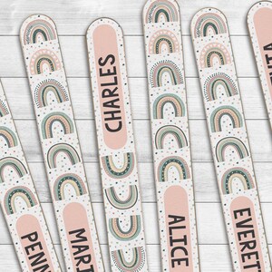 Boho Rainbow Themed Flip Stick Labels // Name Sticks // Equity Sticks ...