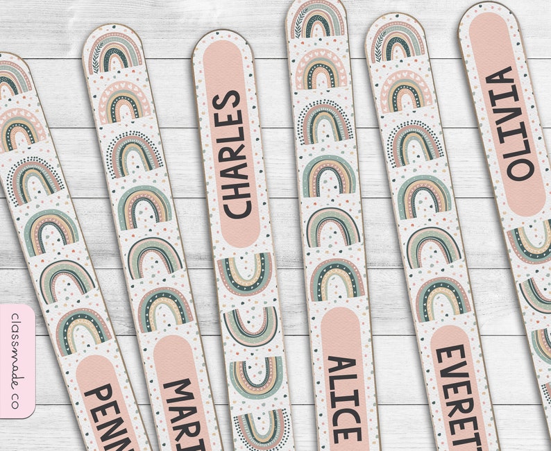 Boho Rainbow Themed Flip Stick Labels // Name Sticks // Equity Sticks ...