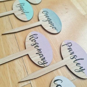 Colourful Plant Labels Cute Wooden Plant Names Pretty - Etsy