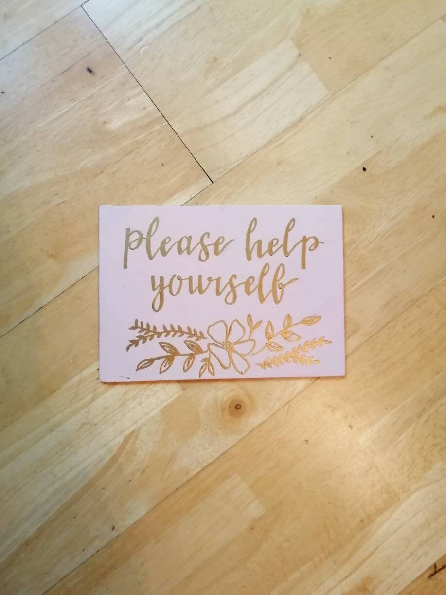 Wooden Wedding Sign Please Help Yourself Painted Floral - Etsy