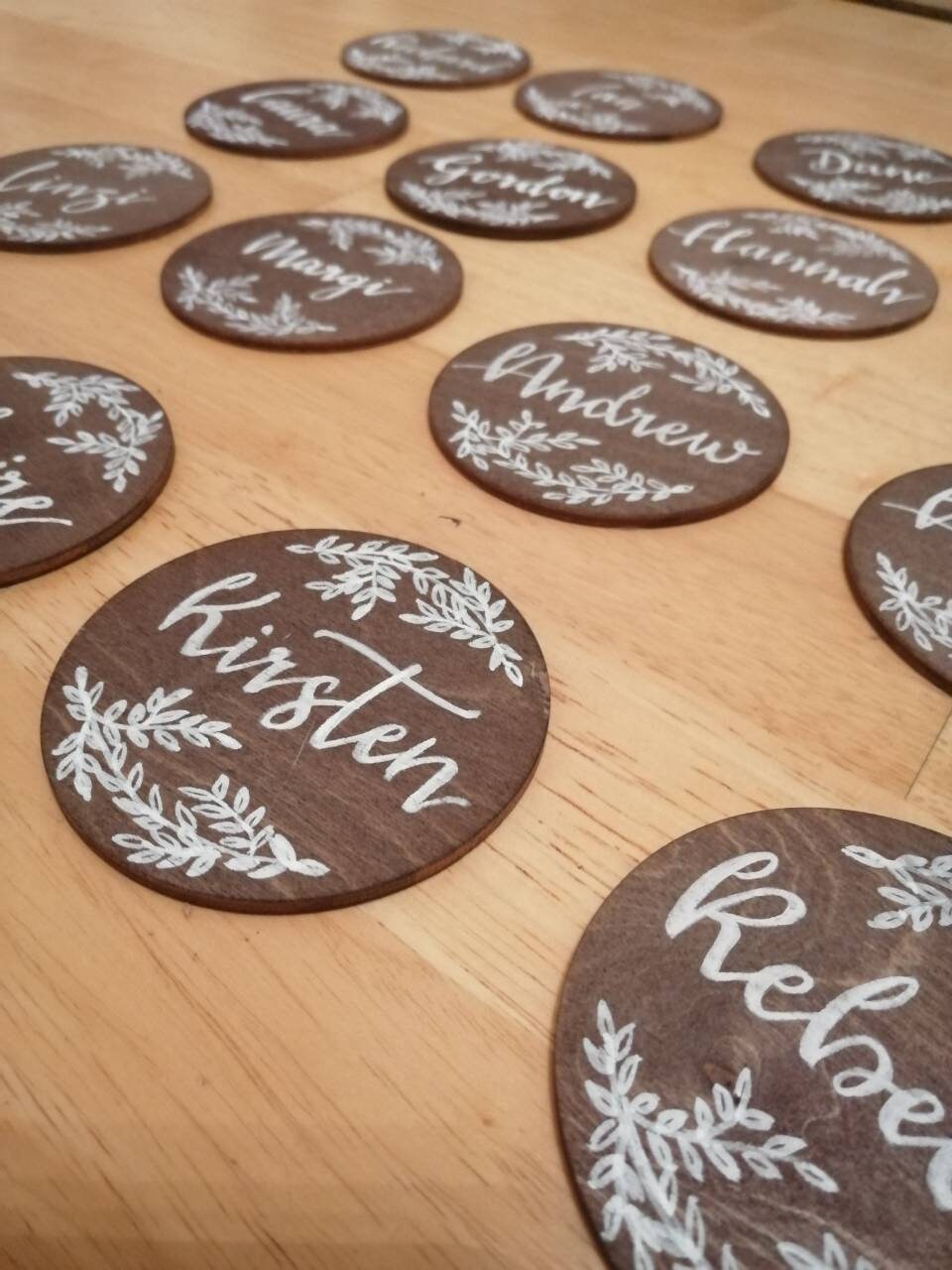Wooden Circle Place Cards Rustic Wedding Place Names | Etsy