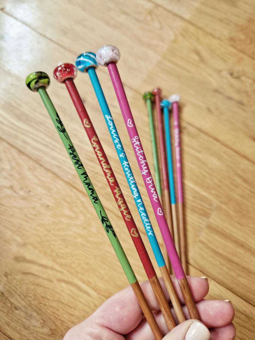 Milano Bead Knitting Needles: Colorful, Personised Hand-painted Bamboo ...