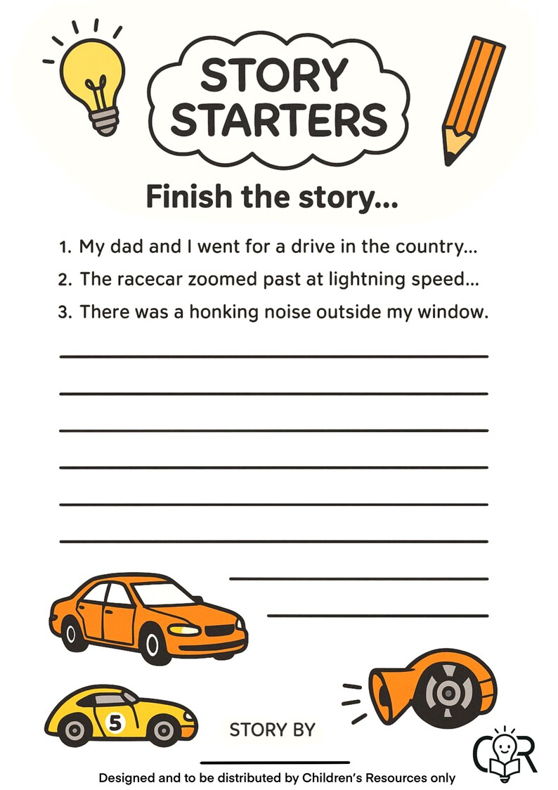 Story Starters - Vehicles (writing and Storytelling Prompts for Kids ...