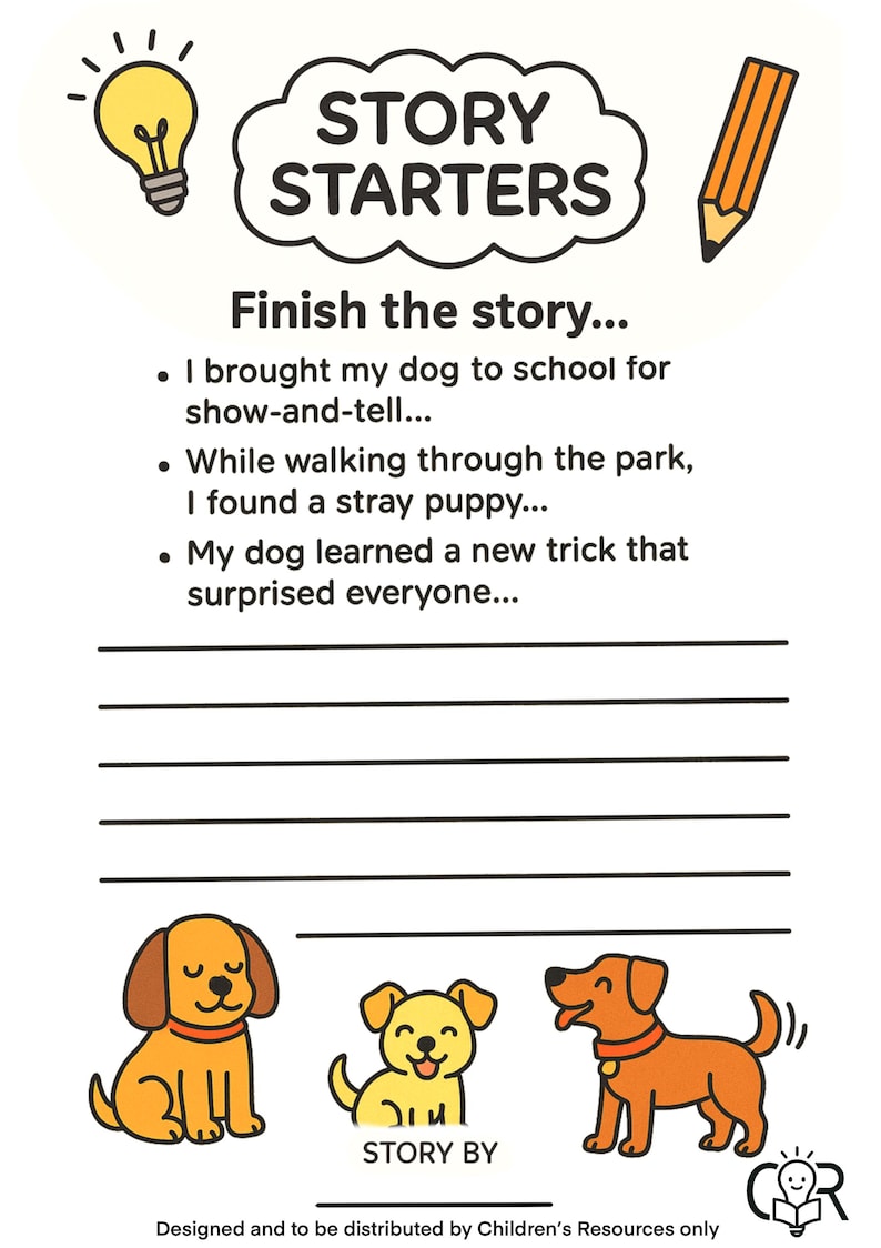 Story Starters - Set #002 (writing and Storytelling Prompts for Kids ...