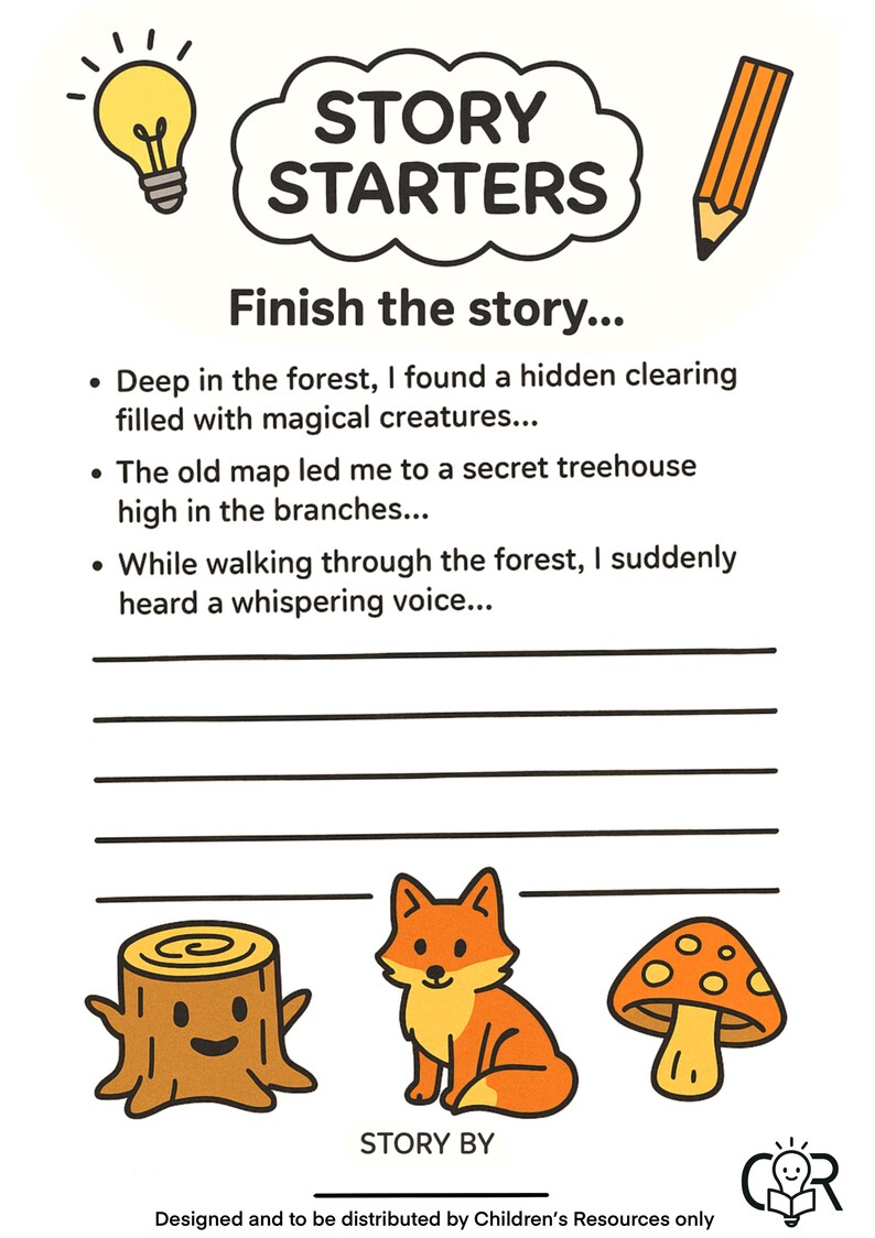 Story Starters - Set #002 (writing and Storytelling Prompts for Kids ...