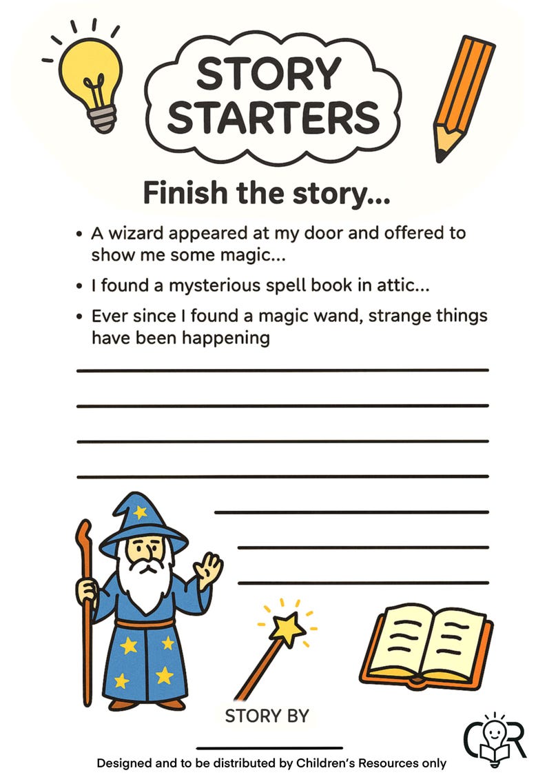 Story Starters - Fantasy (writing and Storytelling Prompts for Kids ...