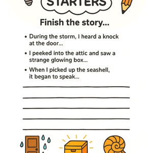 Story Starters - Set #001 (writing and Storytelling Prompts for Kids ...