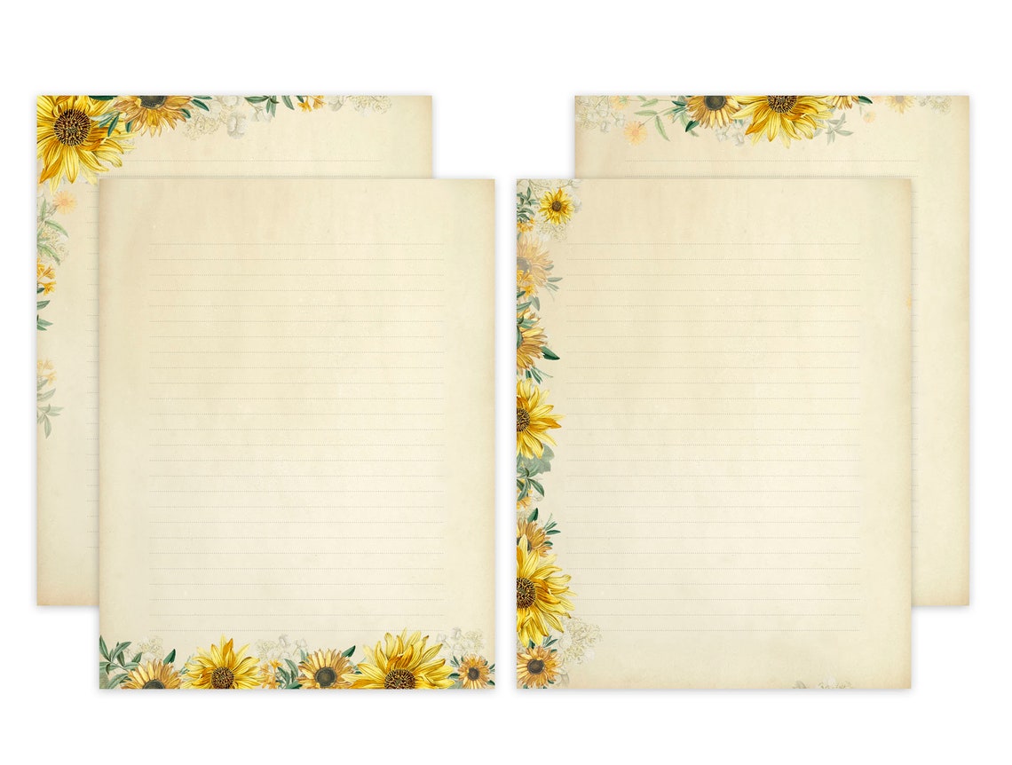 Sunflower Stationery Printable Digital Letter Writing | Etsy