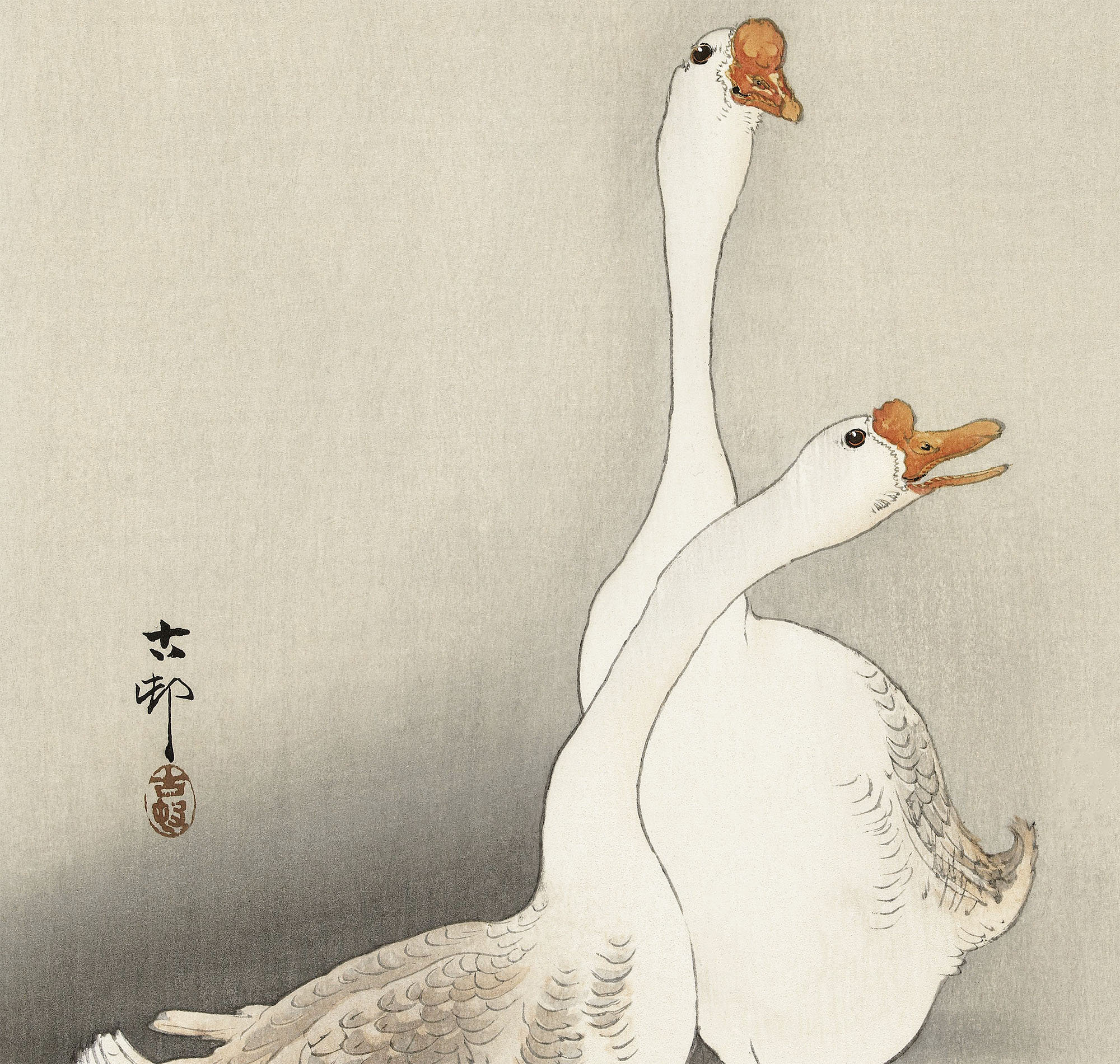 Goose print Geese art print Set of 2 bird prints Japanese | Etsy