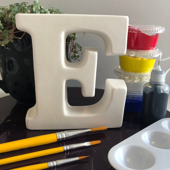 Ceramic Alphabet letter painting kit. Letter 'E' | Etsy
