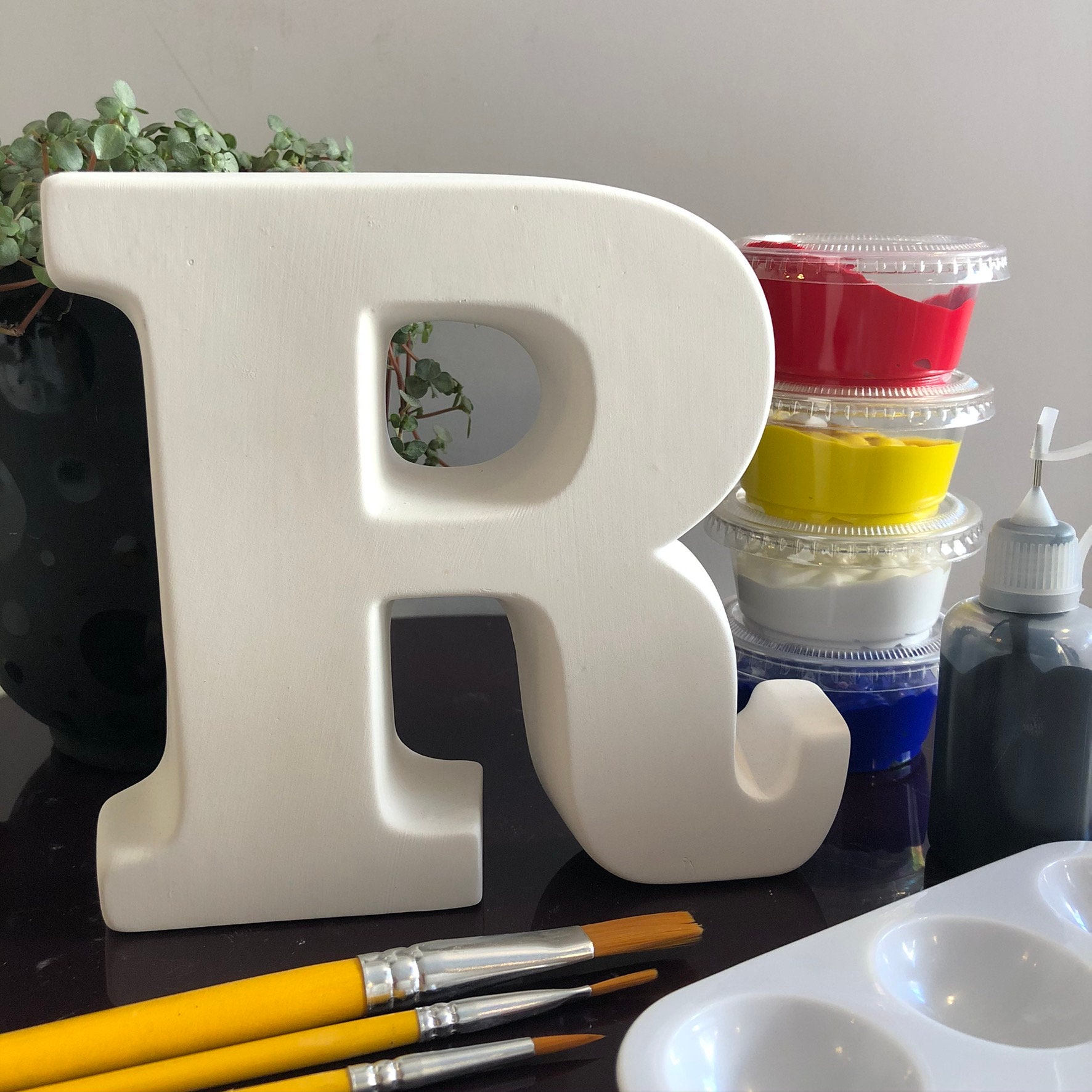 Ceramic Alphabet letter painting kit. Letter 'R' | Etsy