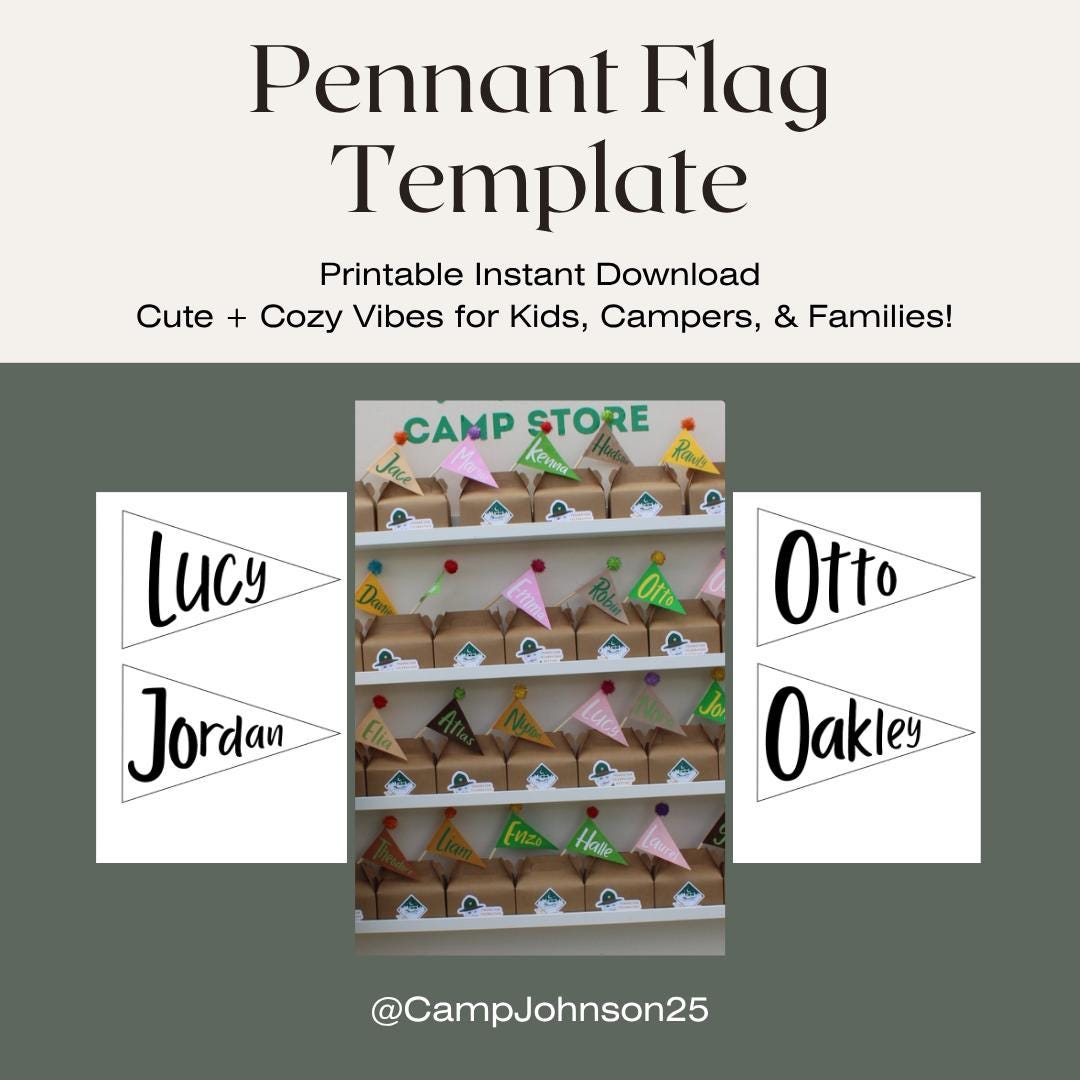 Editable Name Pennant Flag Template: DIY Camping Party Decor (canva ...