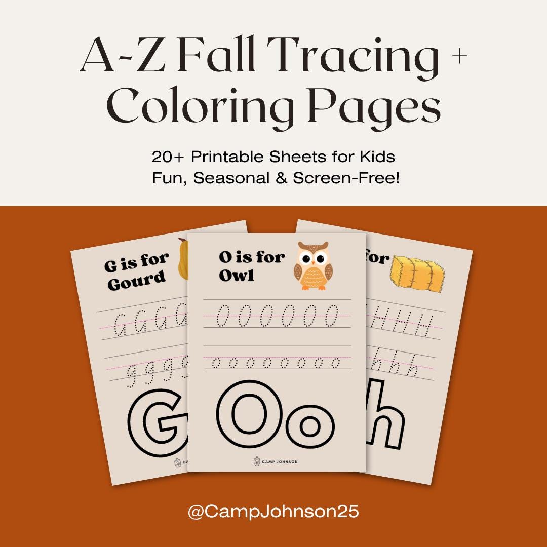 Fall Alphabet Tracing & Coloring Pages: Preschool Homeschool Activity ...