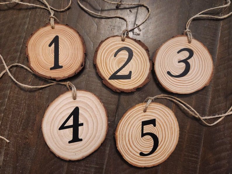 Wood Table Number Wooden Wood and Twine Centerpiece for - Etsy