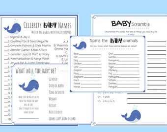 Whale Themed Who Knows Mommy Best Boy Baby Shower Games - Etsy