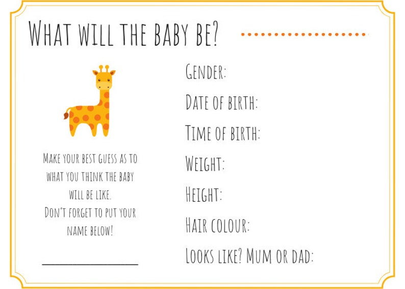 Giraffe Baby Shower Game Package - Etsy