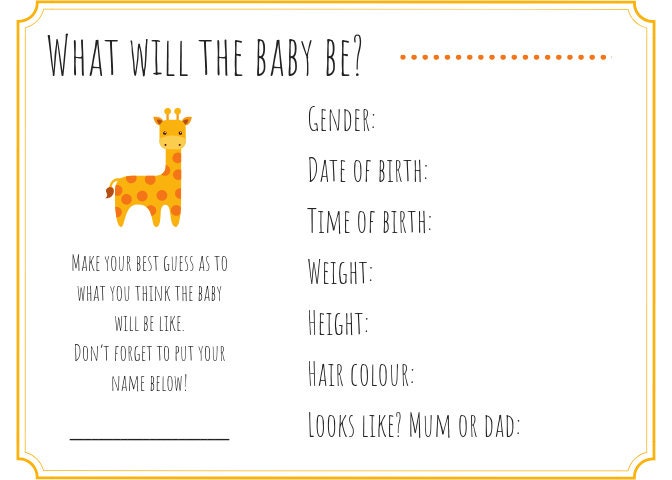 Giraffe Baby Shower Game Package - Etsy