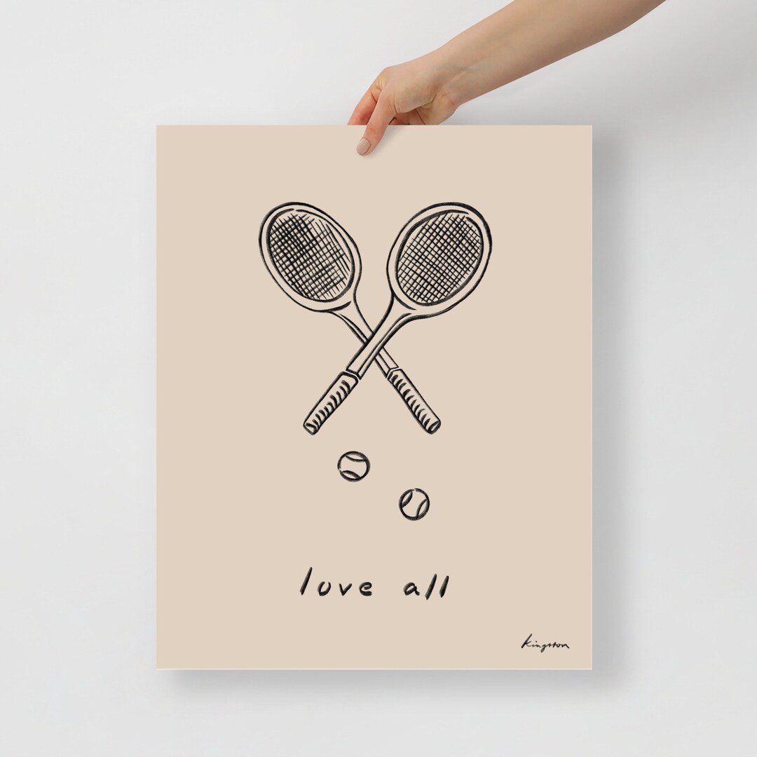 Love All Print - Tennis Racket Digital Drawing by Studio Kingston ...