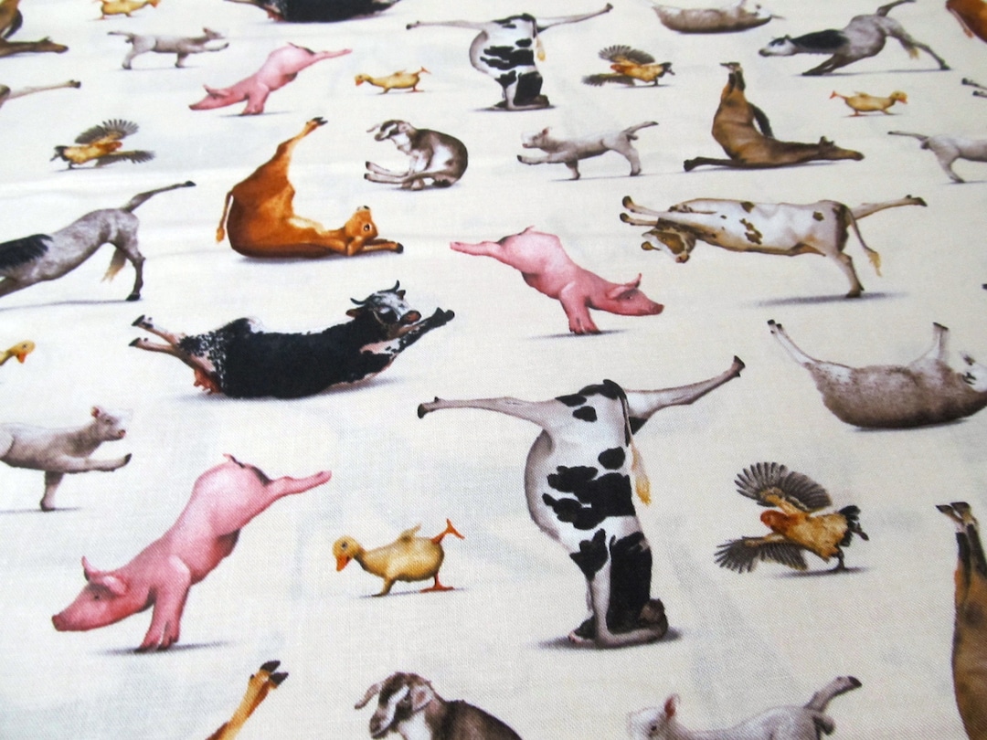 Yoga Gymnastics Namaste Animals Yoga Animals Cotton 50 X 110 - Etsy