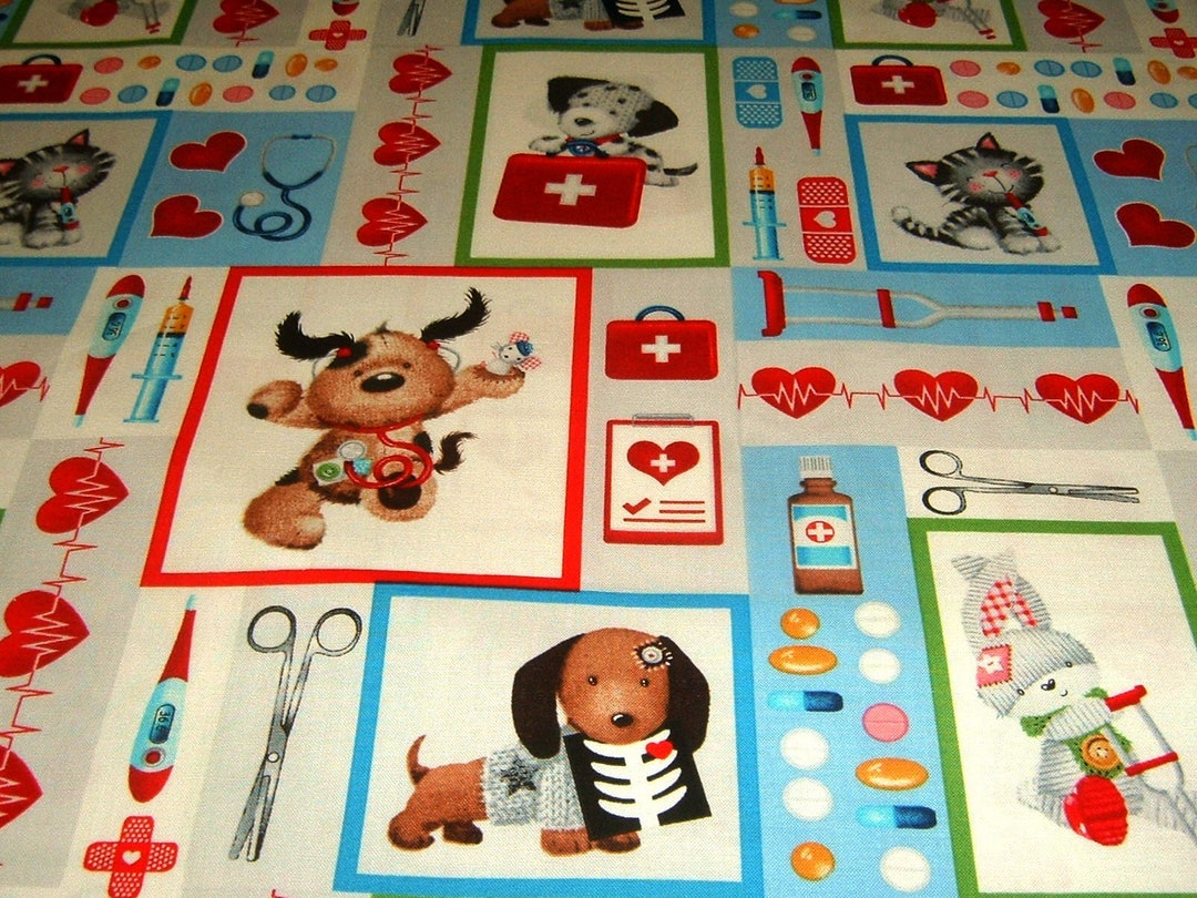 Big Hugs ECG Doctor Case Patch Syringe Patchwork Fabric 50 X - Etsy