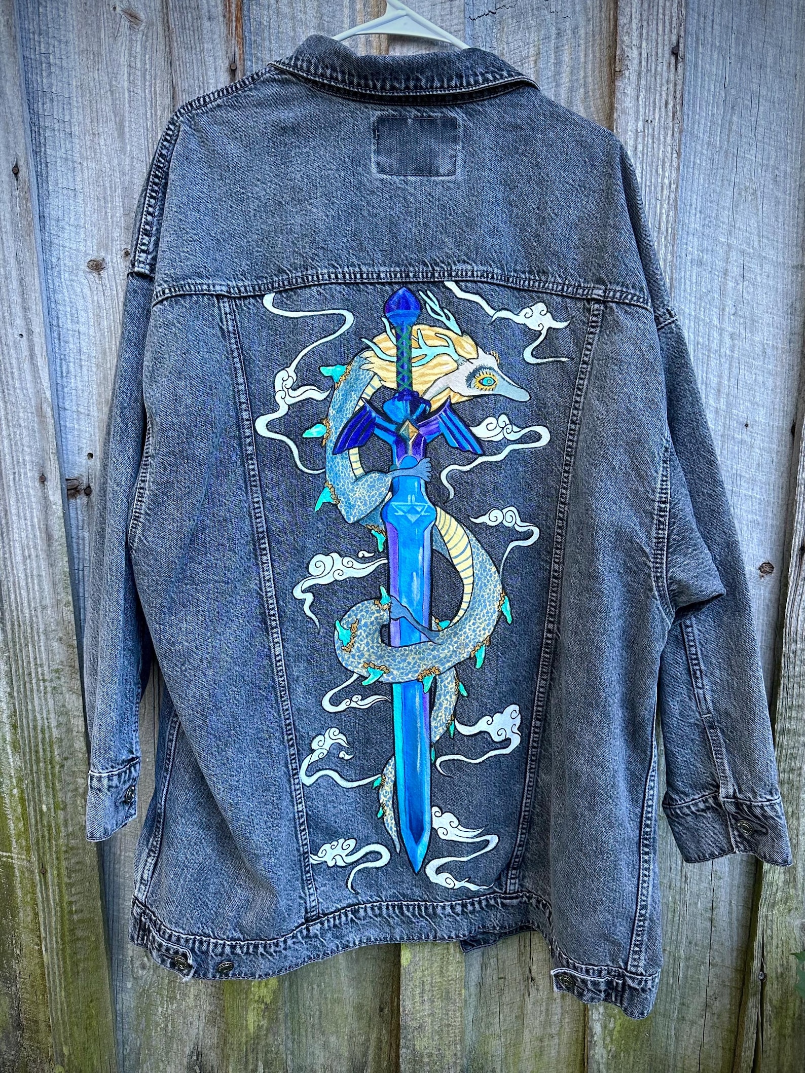 Hand Painted Gamer Fantasy Dragon Jacket - Extra Long XL Collector’s ...