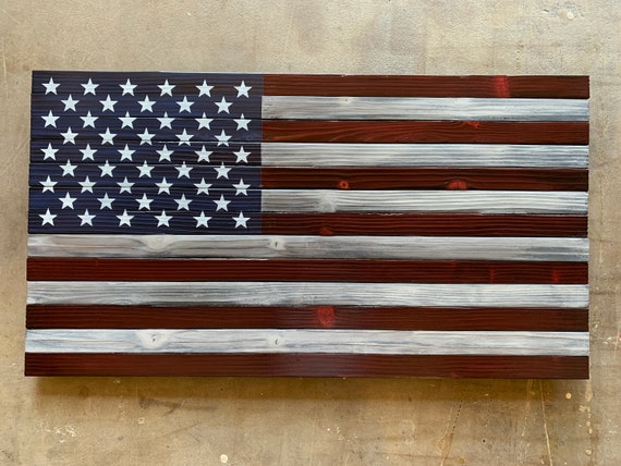 American Flag Rustic Wood American Flag Muted american flag | Etsy
