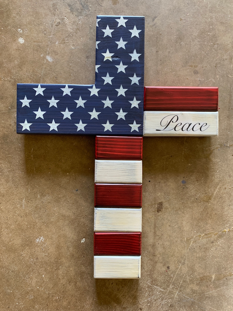 Wood USA Flag Cross Christian Wood Cross Patriotic Wood Flag - Etsy