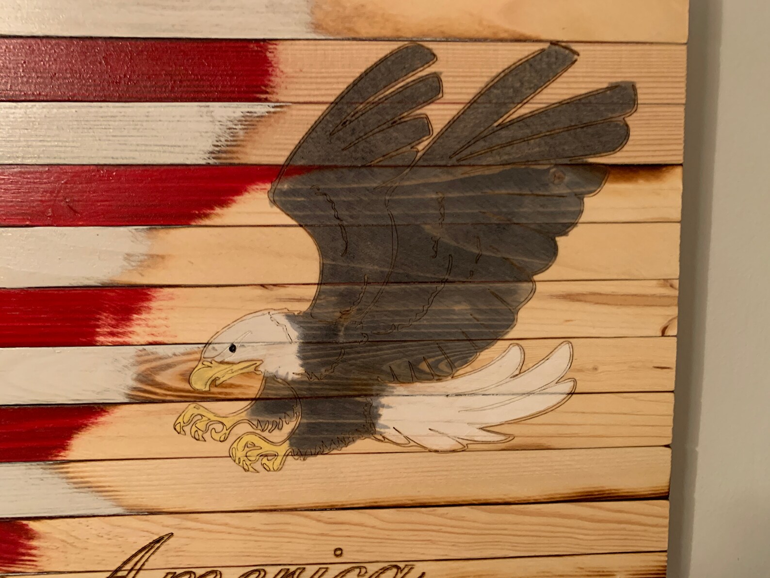 American Flag Rustic Wood American Flag Flying Eagle God - Etsy